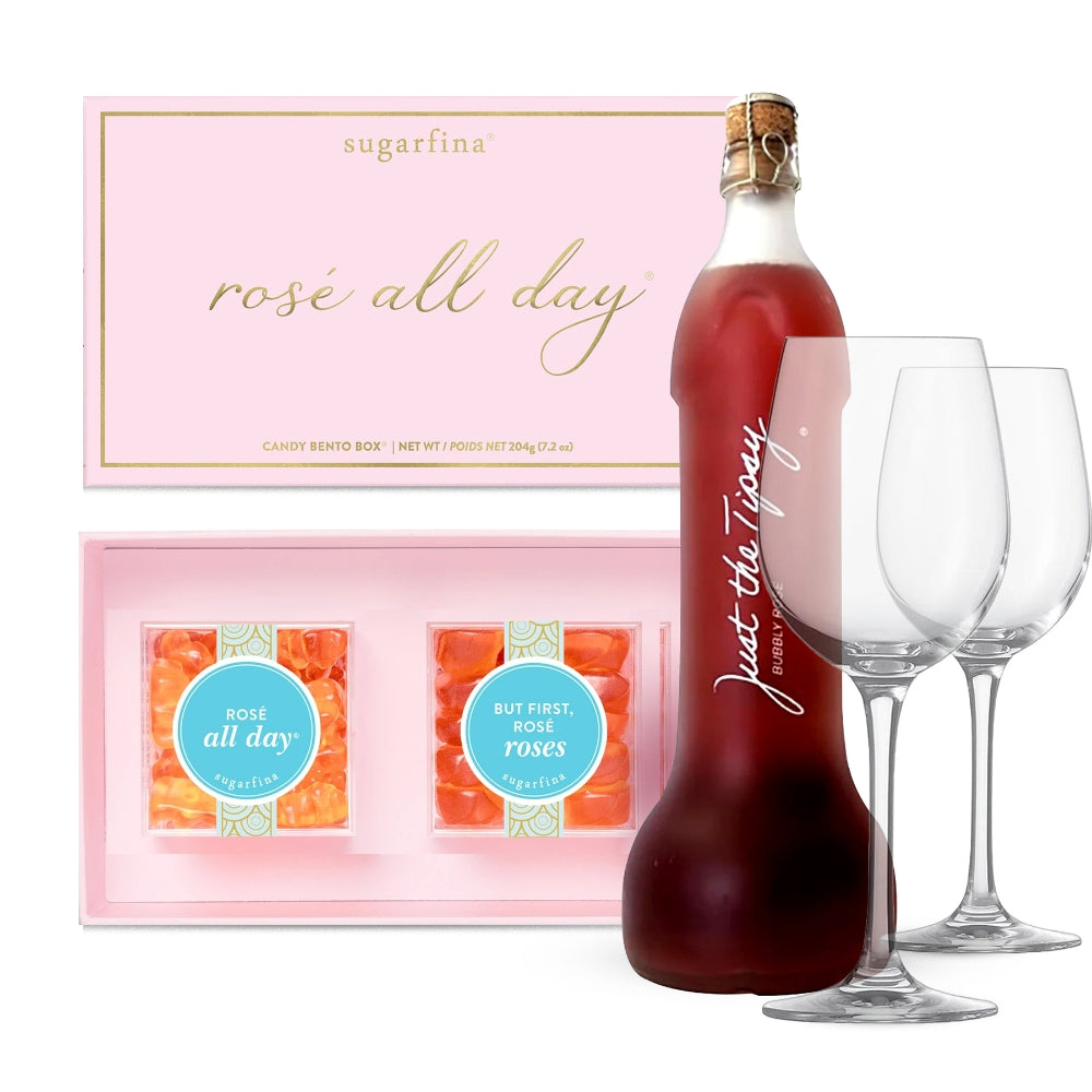 Just The Tipsy Rosé Wine Gift Set With Glasses Personalized for Free – Bottle Engraving