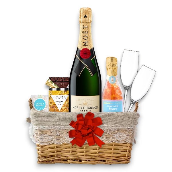 Moët & Chandon Champagne Gift Basket with Customizable Flutes – Bottle ...