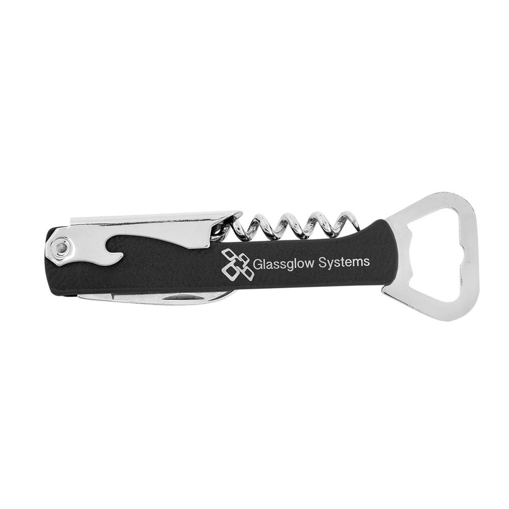 Black Silver Engravable Leatherette Wine Bottle Opener Bottle Engraving